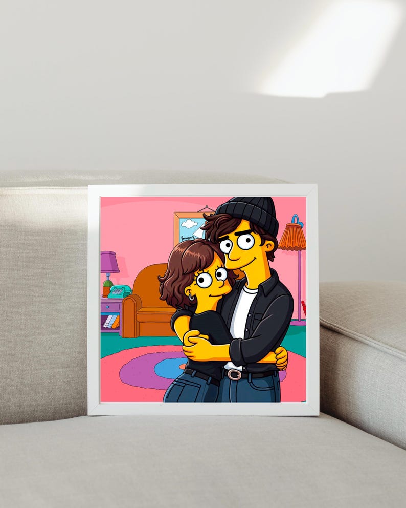 Simpsons Cartoon Portrait, Family Gift, Custom Friends Portrait, Couple ...