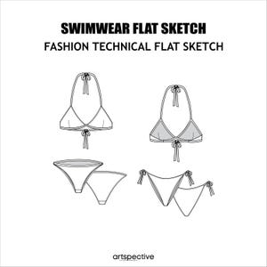 Womens 10 Pcs. Swimwear, Vector CAD, Technical Drawing, Digital ...