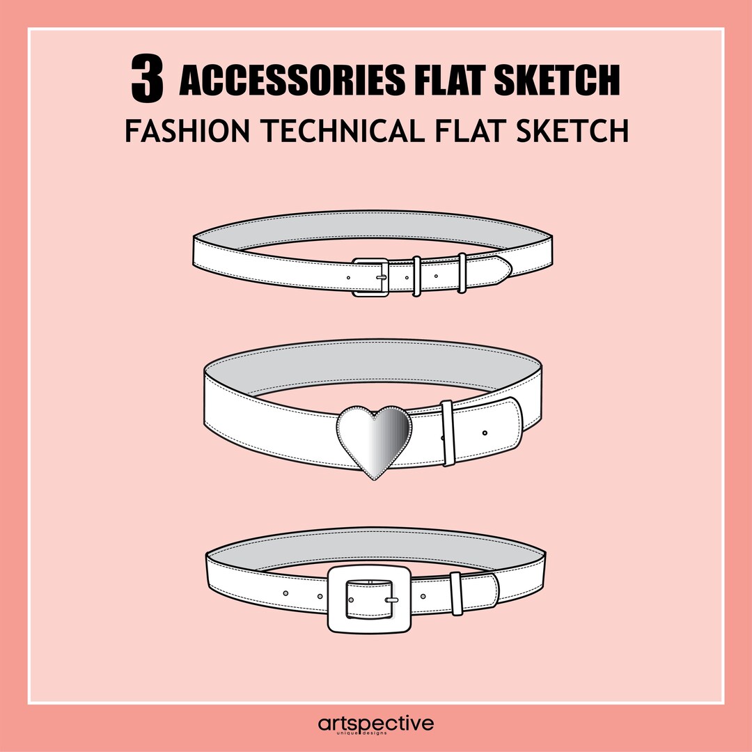 Accessory- 3 Pcs. Belt Set, Vector CAD, Technical Drawing, Digital ...