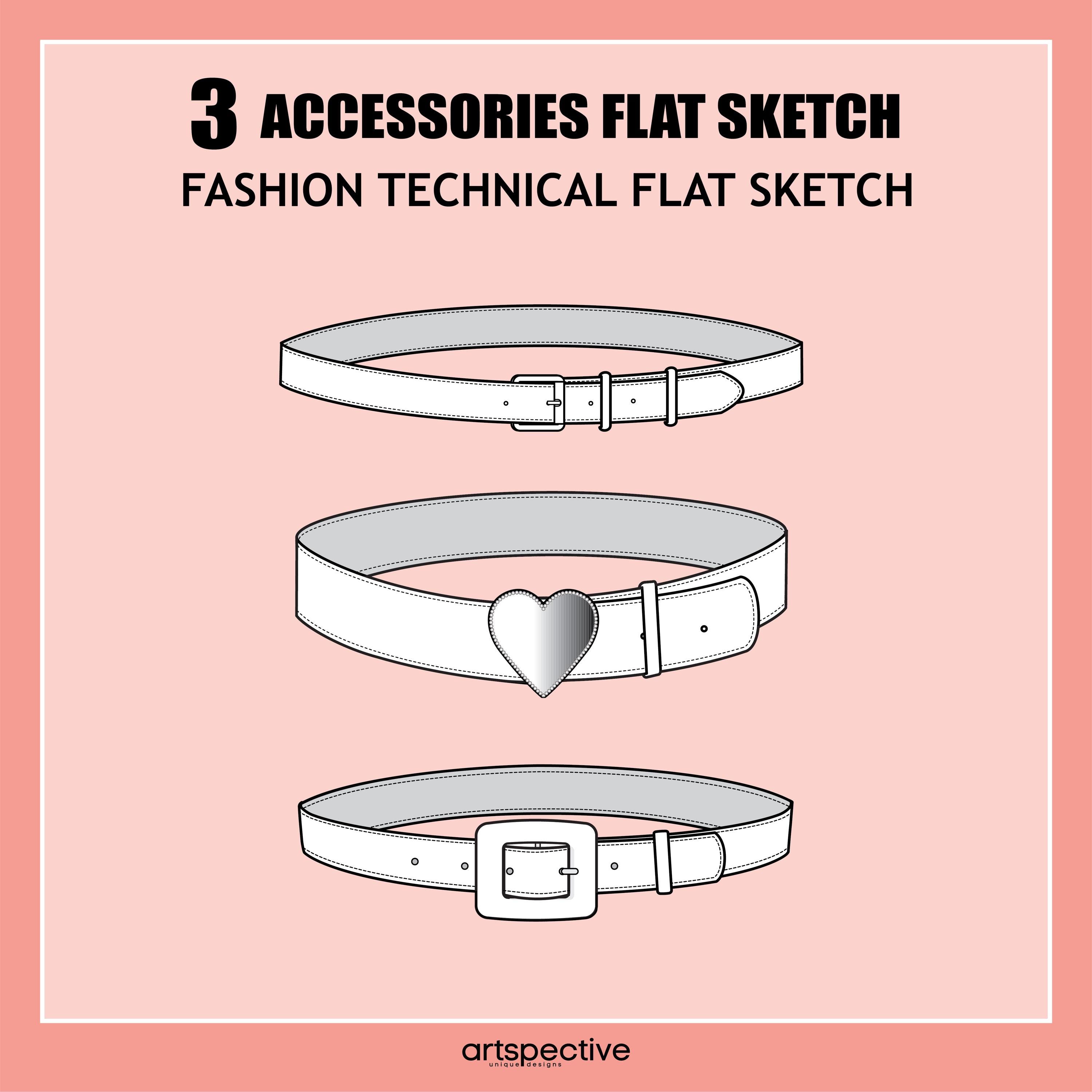 Accessory- 3 Pcs. Belt Set, Vector CAD, Technical Drawing, Digital ...