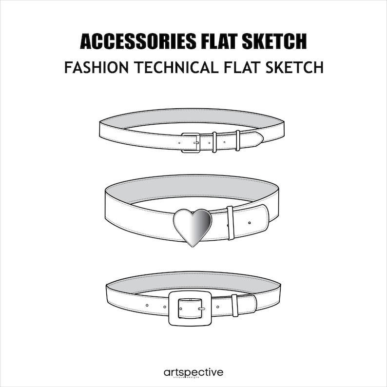 Accessory- 3 Pcs. Belt Set, Vector CAD, Technical Drawing, Digital ...