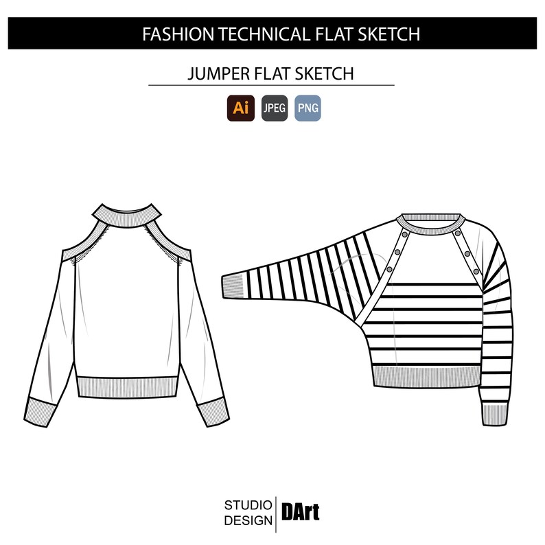 Womens 16 Pcs Jumper Fashion Flat Sketch Fashion Vector Sketch ...