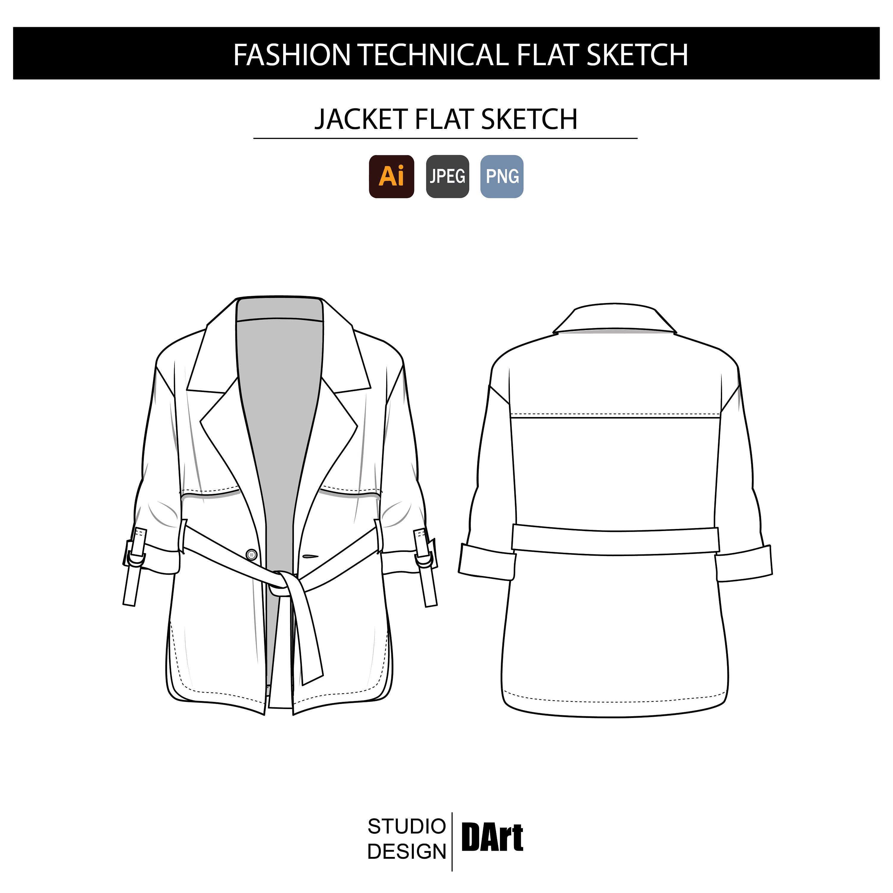 Womens 6 Pcs Jacket Fashion Flat Sketch - Fashion Vector Sketch ...