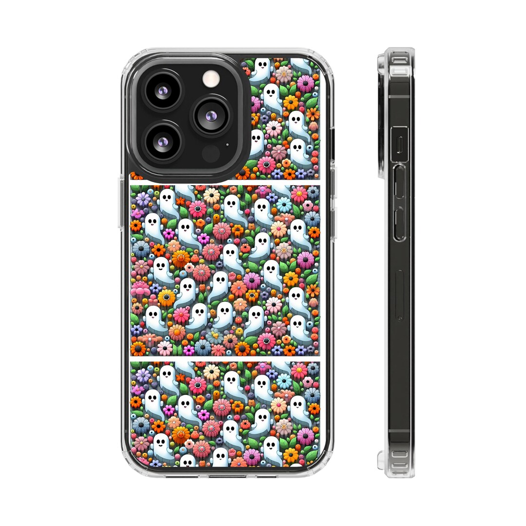 IPhone 13 Pro Ethereal Clay Effect Ghosts and Flowers Phone Case Spooky ...