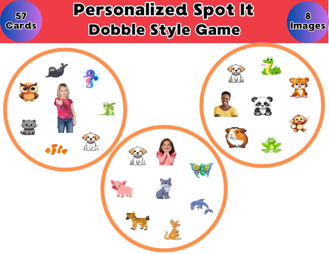 Personalized Spot It: 57 Cards With 8 Symbols Each, Dobble Style Game ...