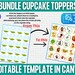 Editable Cupcake Topper Templates, DIY Cupcake Toppers, Party Favors ...