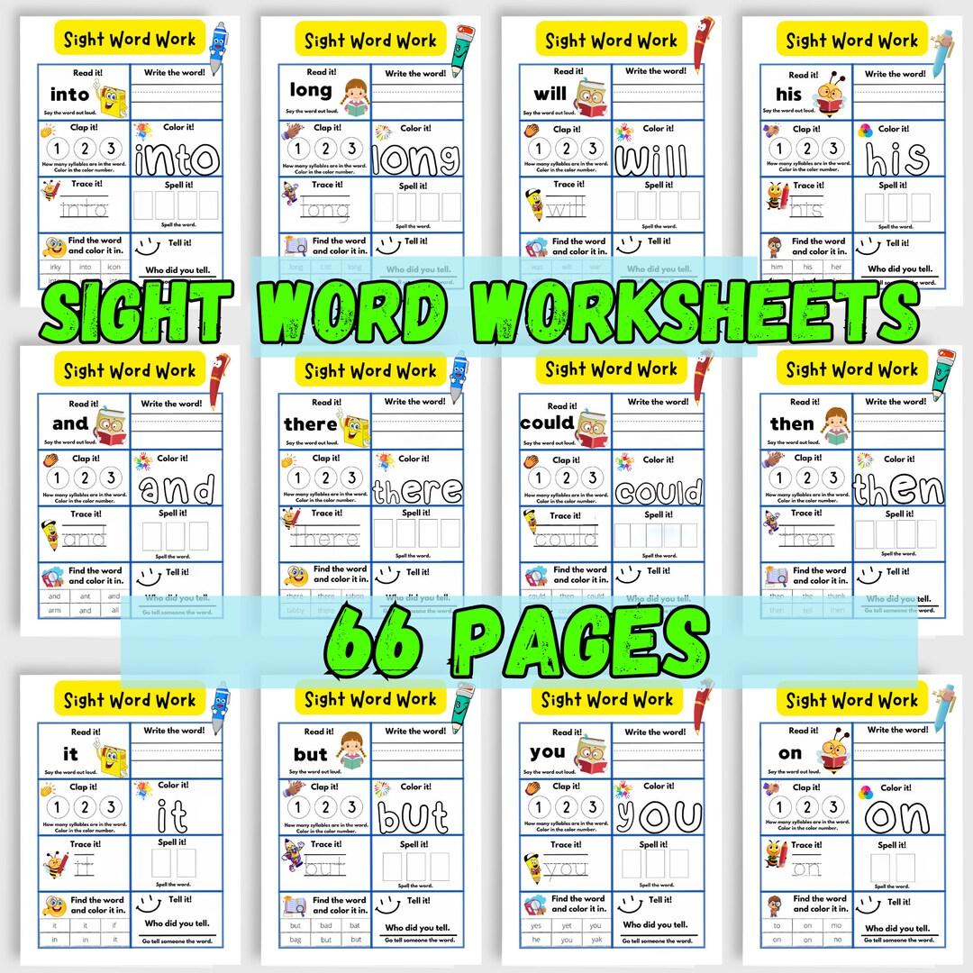 Sight Words Worksheets, Sight Word Cards for Handwriting and Spelling ...