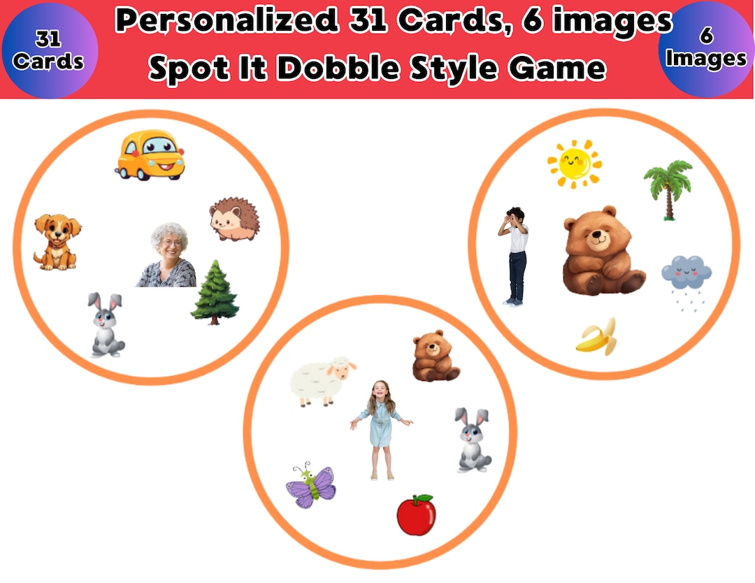 Personalized Spot It: 31 Cards With 6 Symbols Each, Dobble Style Game ...