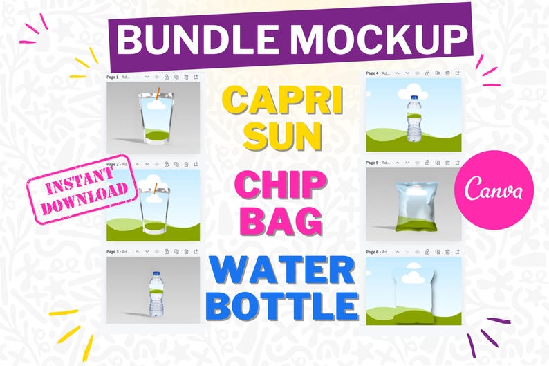 Canva Mockup, Chip Bag Canva, Mock Up, Canva Frame Mockup, Water Bottle ...