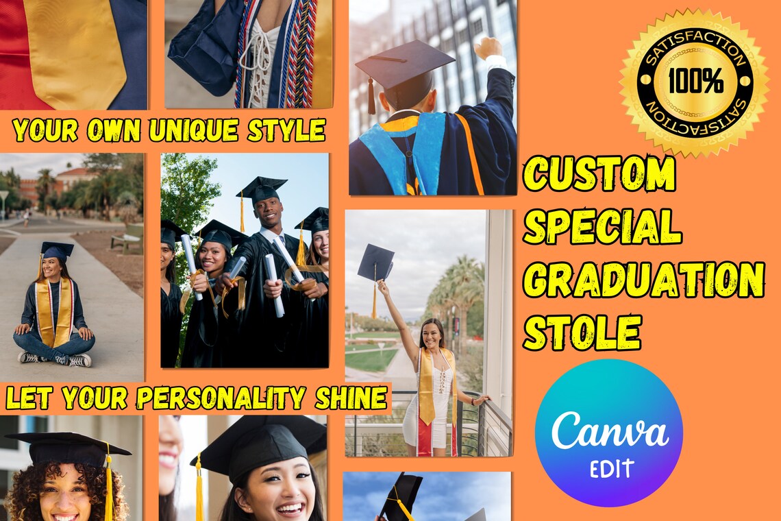 Graduation Stole Template, Canva Template, Instant Download, Custom ...