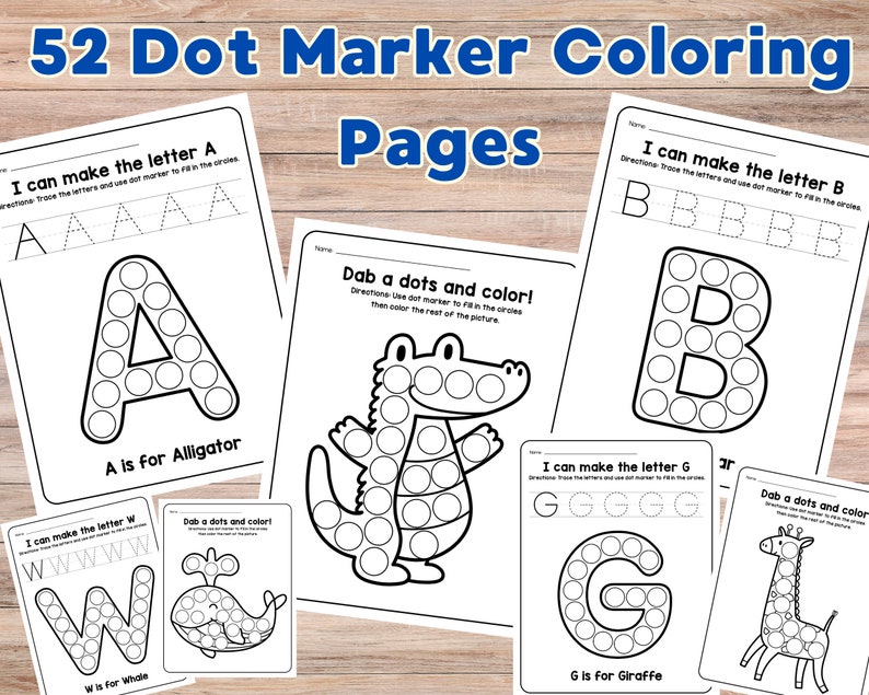 Kids Dot Marker Coloring Pages / Animal Dot Marker Printables / Numbers ...