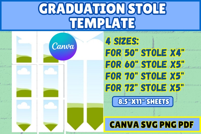Graduation Stole Template, Canva Template, Instant Download, Custom ...