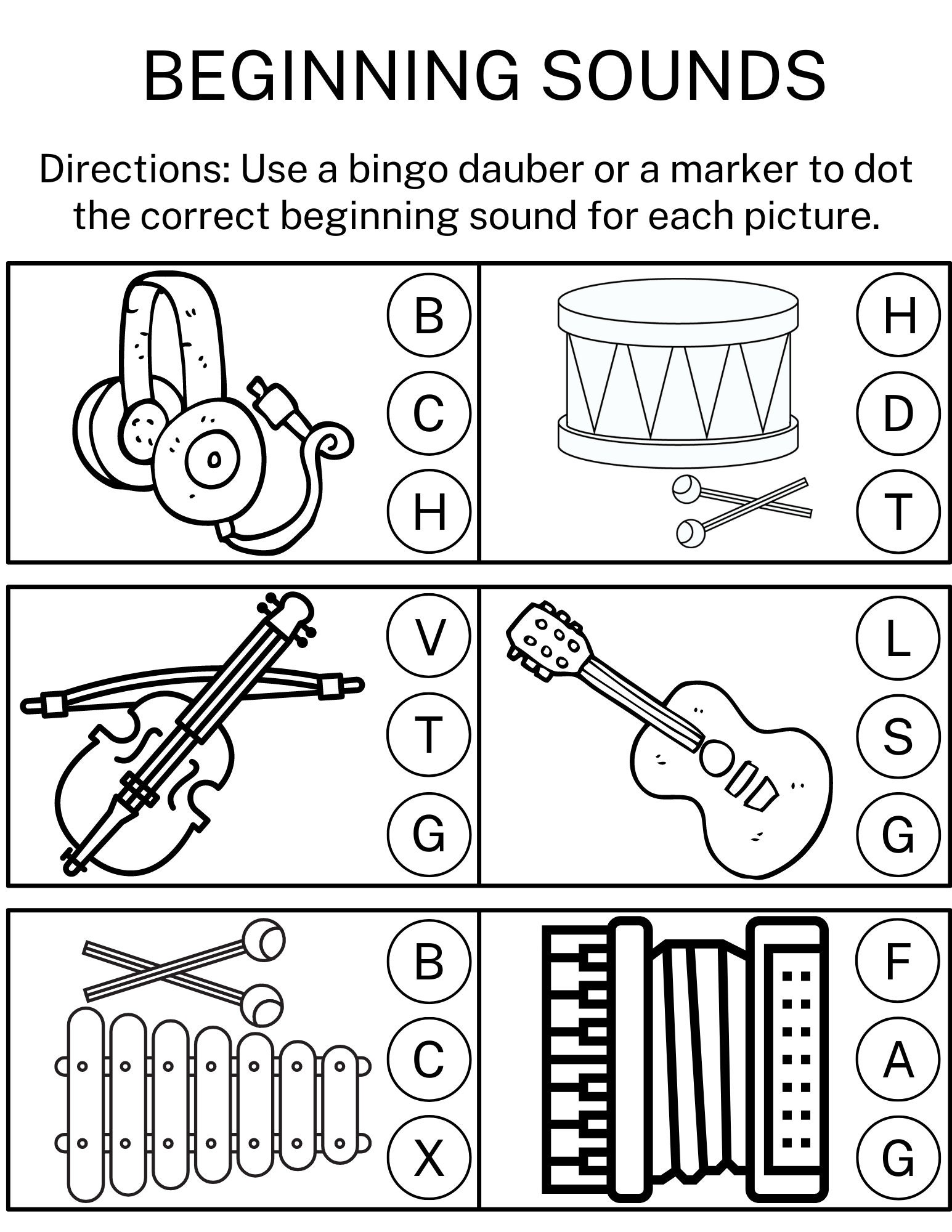13 Printable Beginning Sounds Worksheets for Preschool to 1st Grade ...