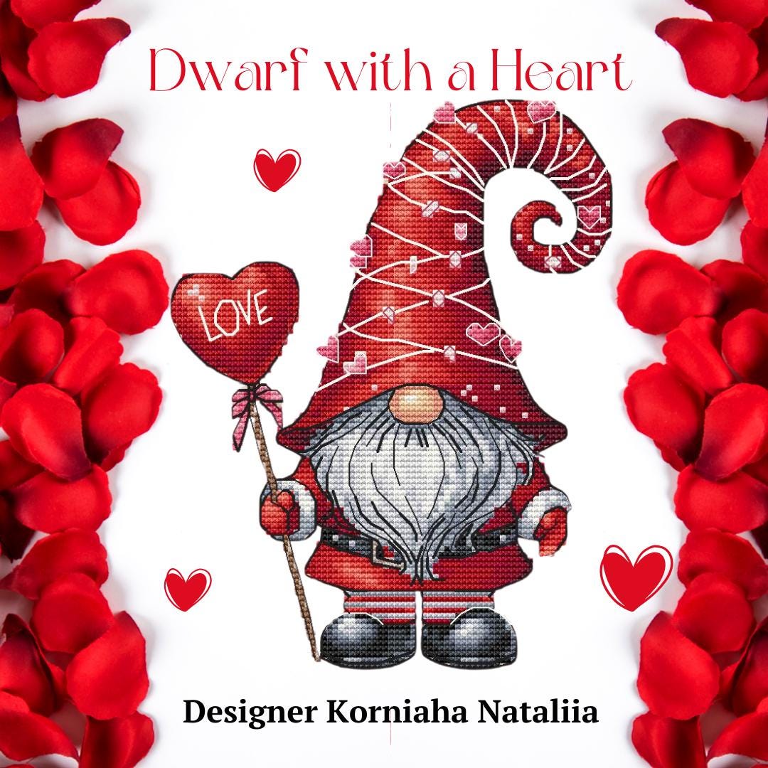 A Dwarf With a Heart - Digital Cross Stitch Pattern, Embroidery Pattern ...