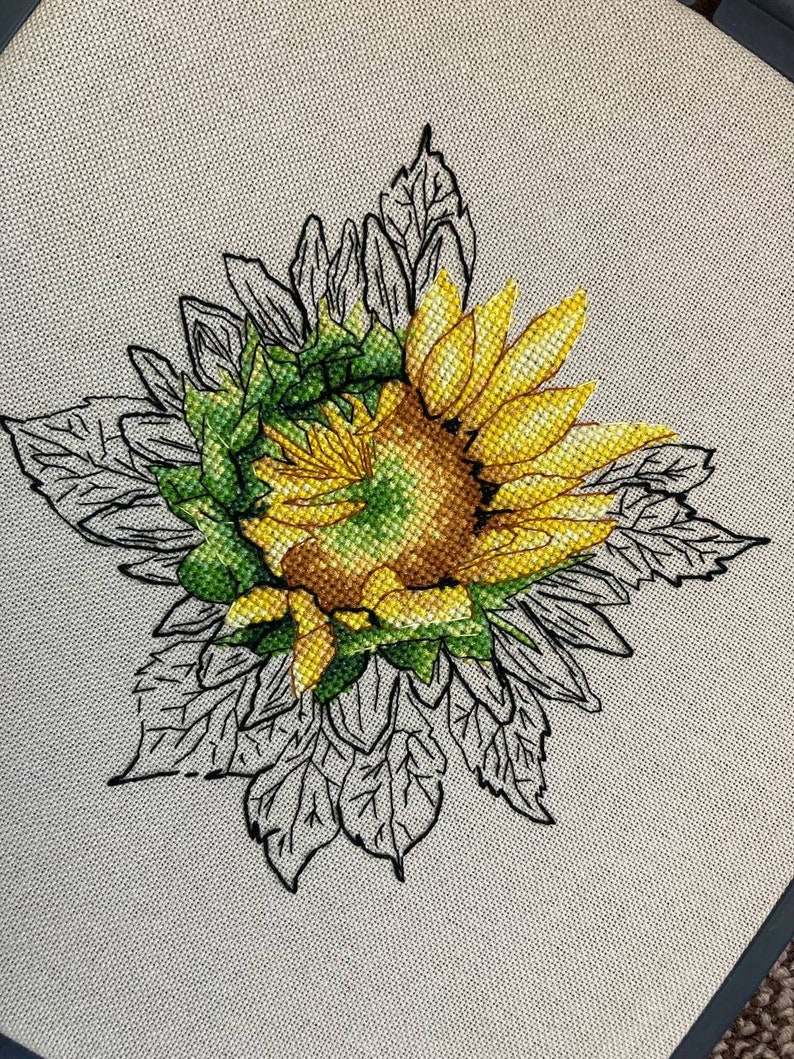 Sunflower - Digital Cross Stitch Pattern, Sunflower, Botanic - Etsy