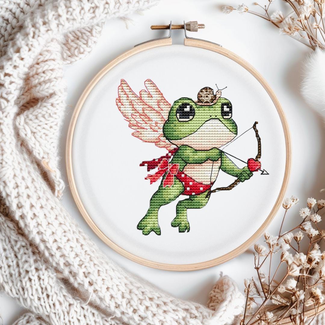 Frog Pascal - Digital Cross Stitch Pattern, Valentine's Day, Cuet ...