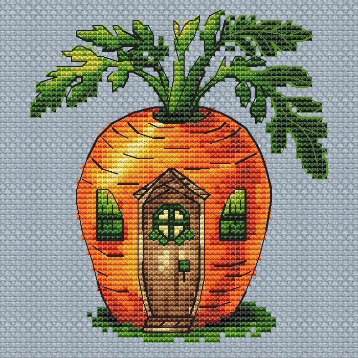 House - Carrot - Digital Cross Stitch Pattern, Embroidery Pattern ...