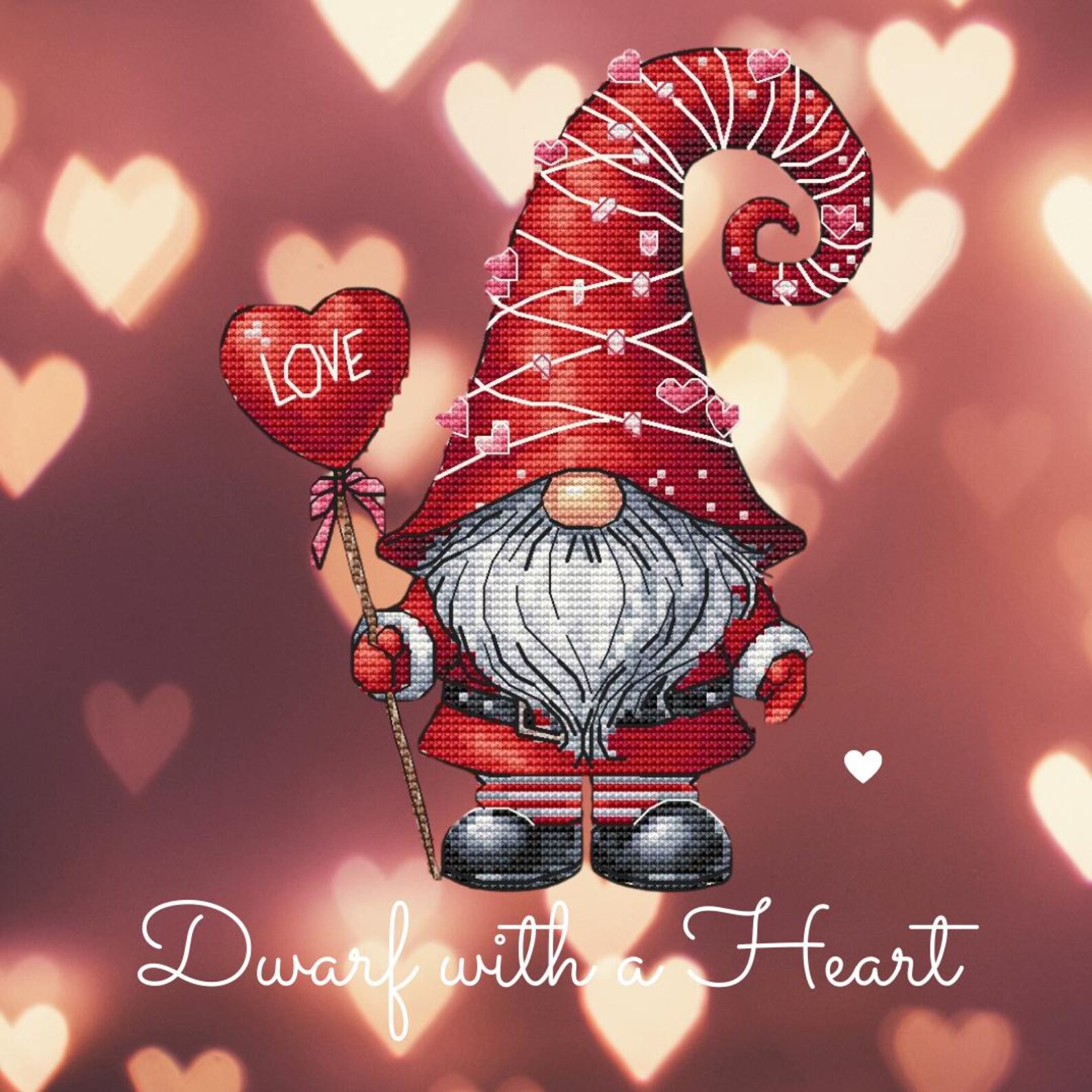 A Dwarf With a Heart - Digital Cross Stitch Pattern, Embroidery Pattern ...