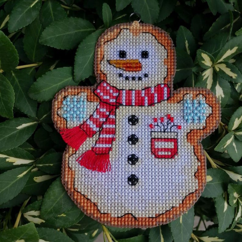 Ginger Snowman - Digital Cross Stitch Pattern, Embroidery Pattern, New ...