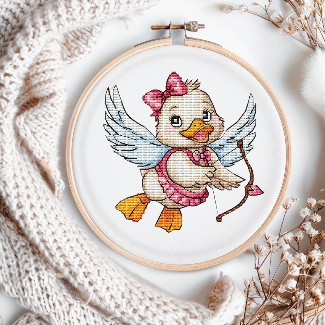 Duck Runa - Digital Cross Stitch Pattern, Valentine's Day, Cuet Animals ...