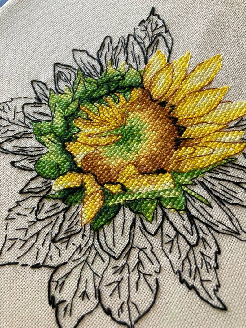 Sunflower - Digital Cross Stitch Pattern, Sunflower, Botanic - Etsy