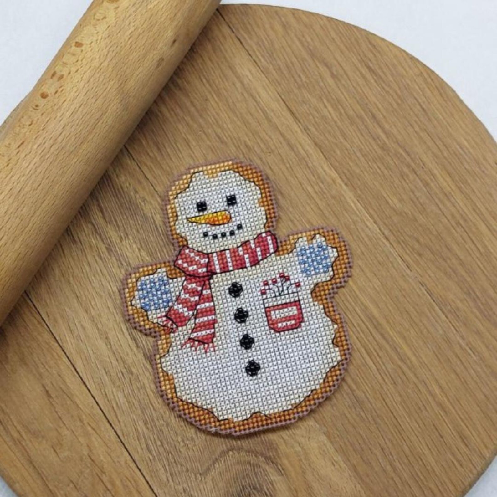 Ginger Snowman - Digital Cross Stitch Pattern, Embroidery Pattern, New ...