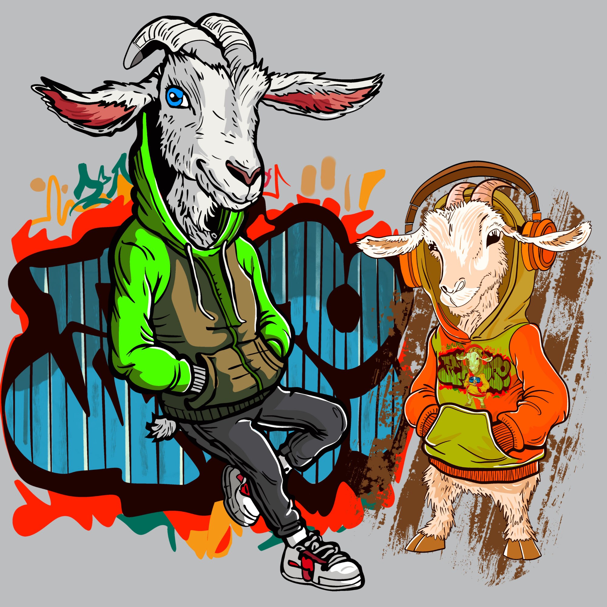 T-shirt (2) Graffiti Goat PNG/300 Dpi/ Urban Sublimation Design for ...