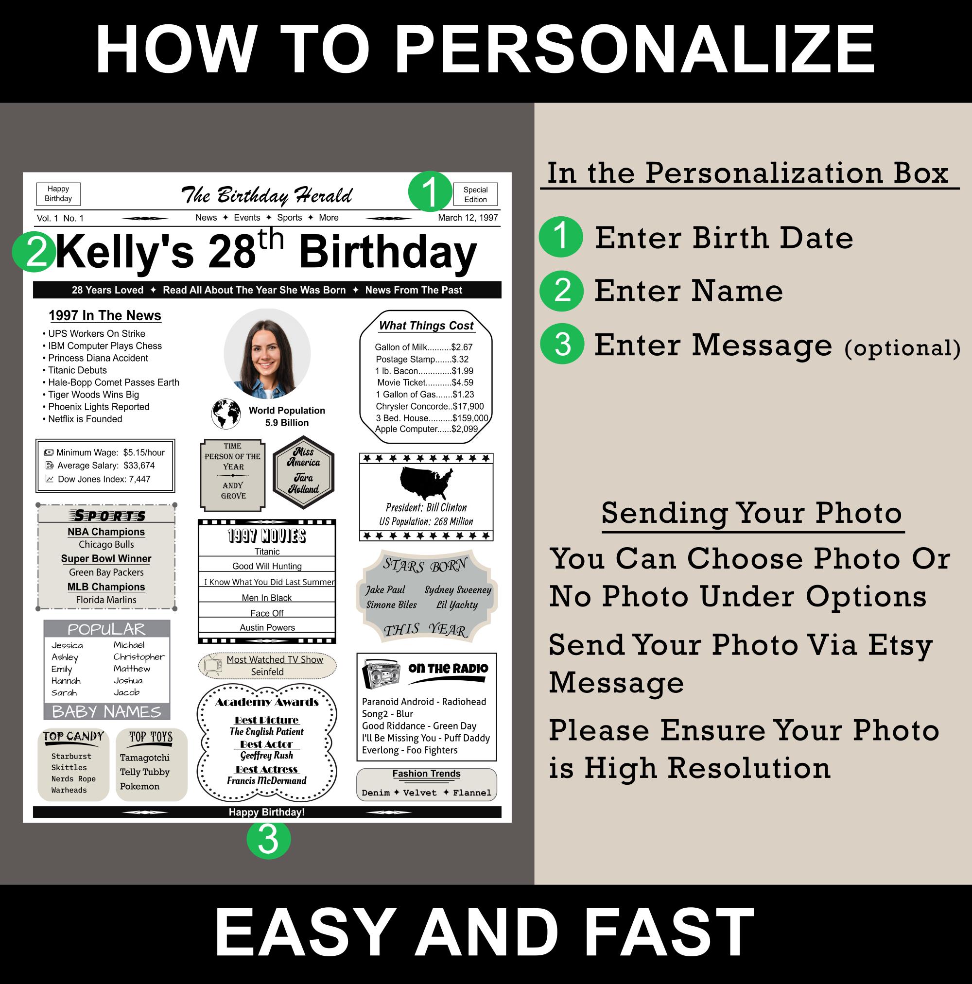 Birthday Newspaper | Birthday Sign | Born in 1997 | Birthday Party ...