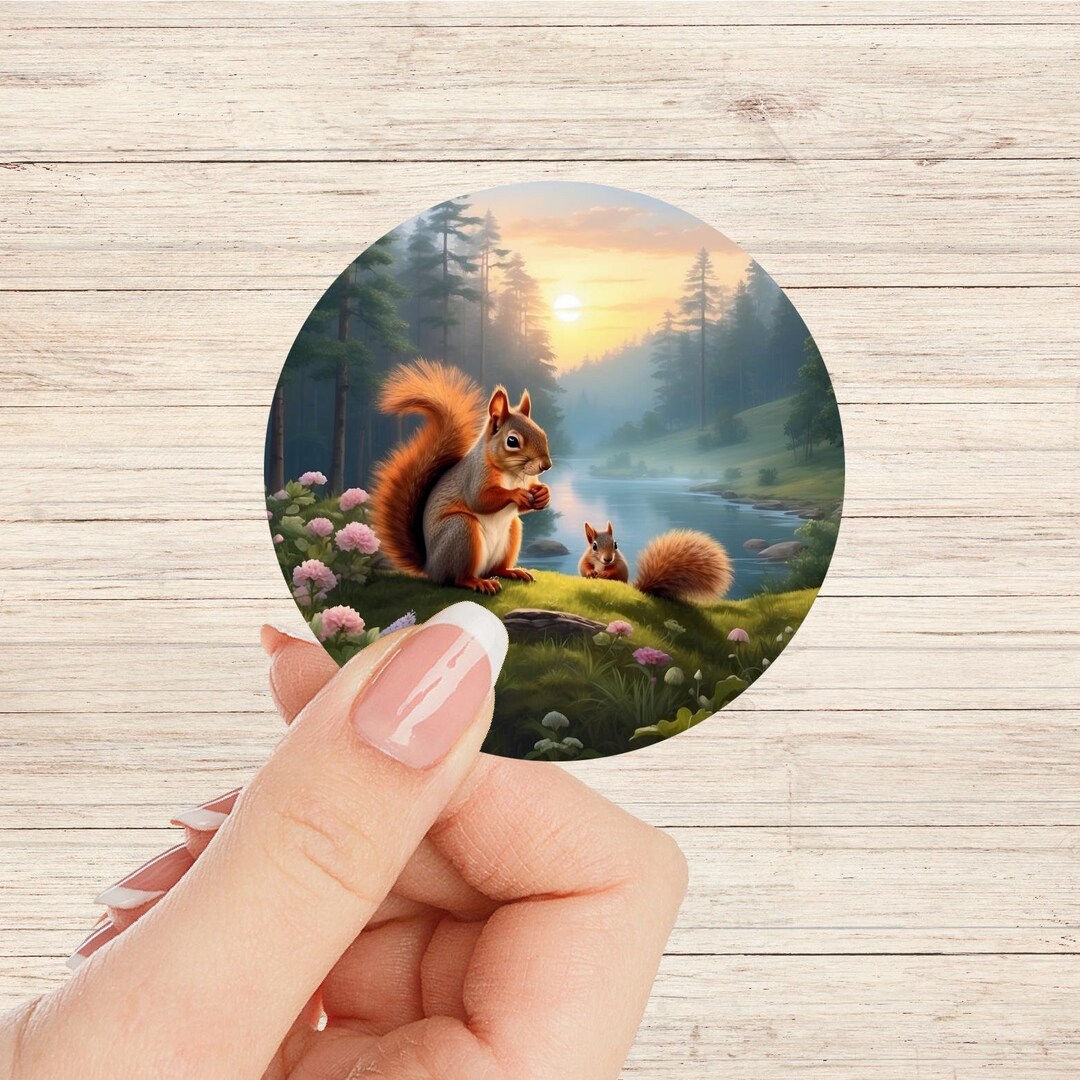 Squirrel Round Vinyl Sticker 2inch - Etsy