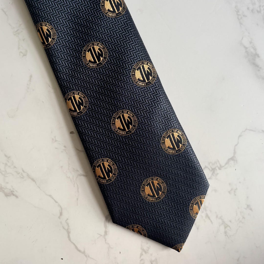 Embroidered JW Tie: Vintage Decco Black Gold - Elder Gift - Etsy