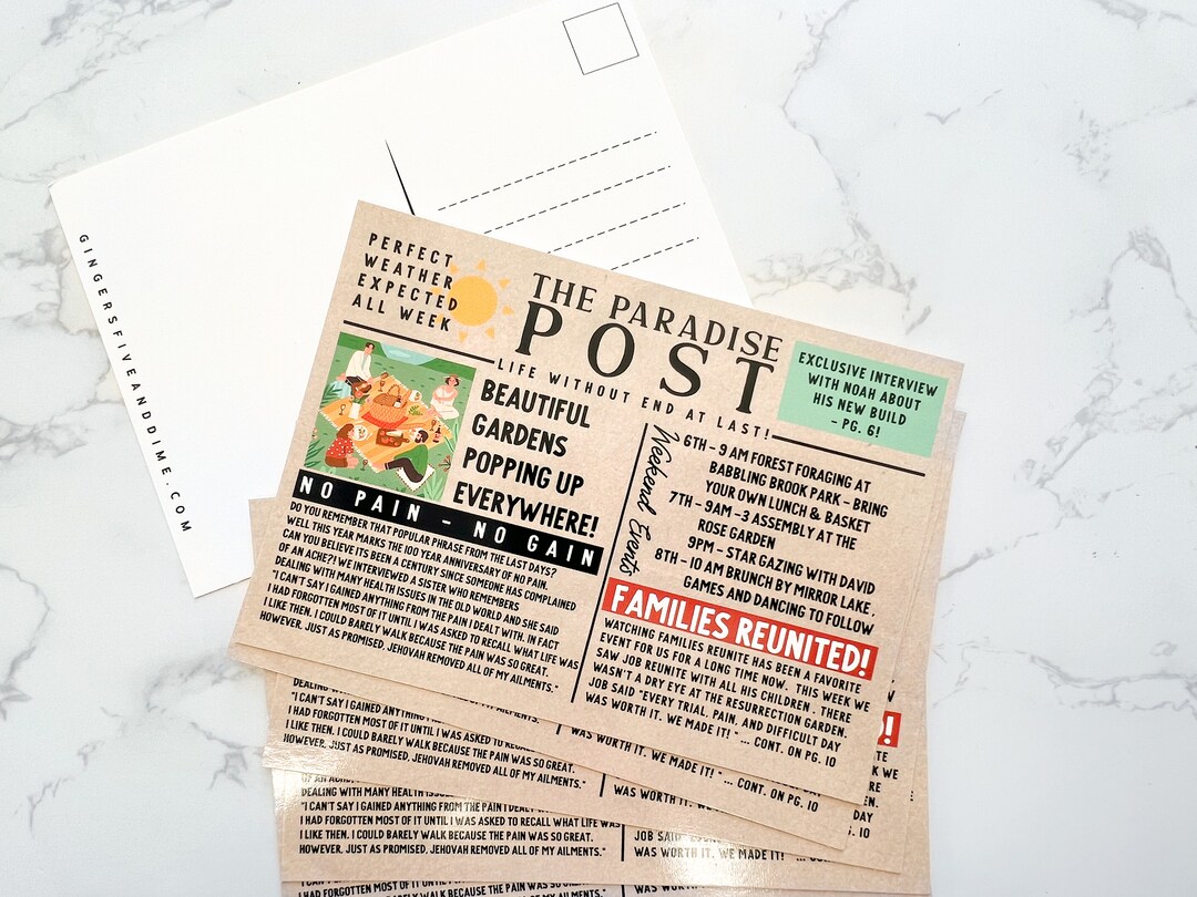 JW Postcards - Paradise Post - New System Articles and Photos - Jehovah ...