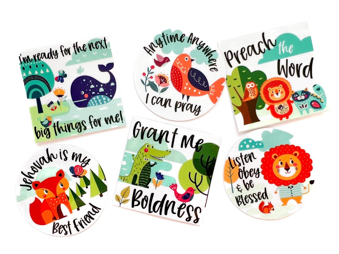 JW Kids Stickers - Gifts, Listen Obey and Be Blessed, Preach the Word ...