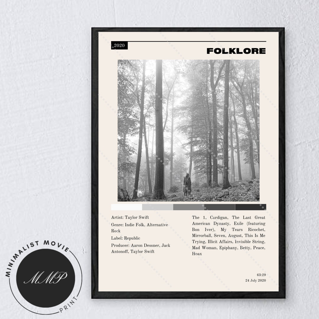 Folklore Poster Taylor Swift Minimalist Album Print Customisable - Etsy