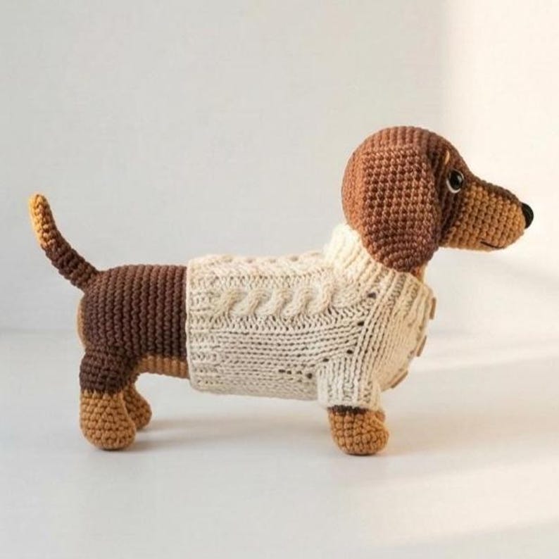 Dachshund Amigurumi Crochet Pattern PDF – Realistic Bicolor Dog With ...