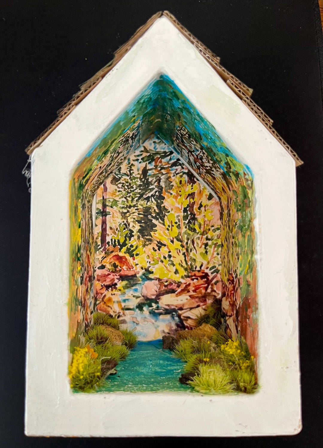 Miniature Forest Creek Diorama: Paper Mache Fairy House, Mary C Wallace ...
