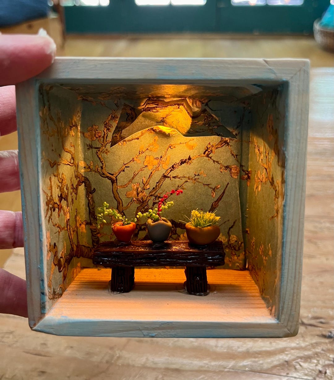 Miniature Plants in a Lighted Box OOAK - Etsy