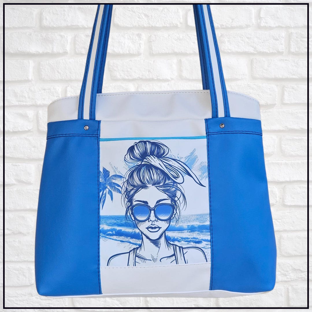 Beach Bag, Ocean Blue Tote Bag, Beach Girl Bag, Bold Design Bag, Unique ...