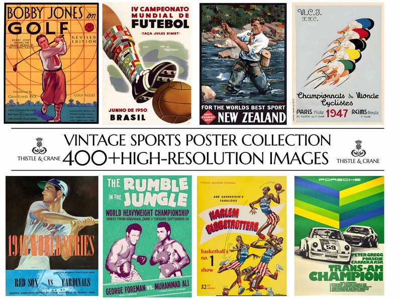 400+ Original Vintage Sports Poster Collection | 300 DPI High ...