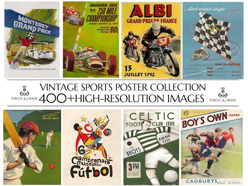 400+ Original Vintage Sports Poster Collection | 300 DPI High ...