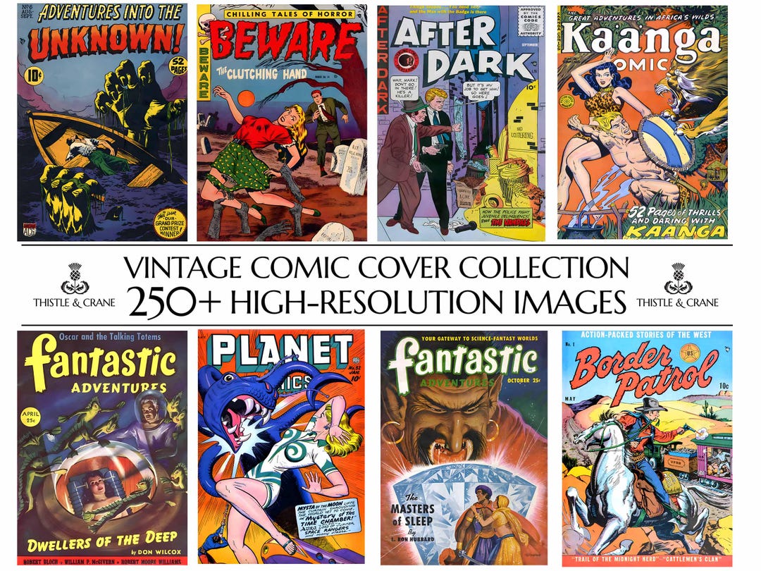 250+ Original Vintage Comic Cover Collection | 300 DPI High Resolution ...