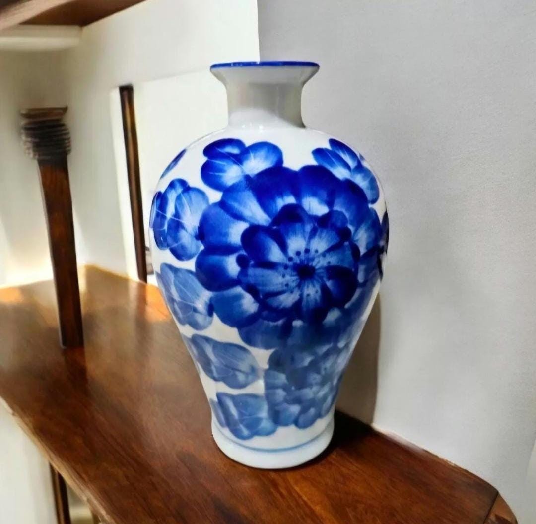 Noritake Japanese Blue Rose Peony Porcelain Vase Made in Japan Unique ...