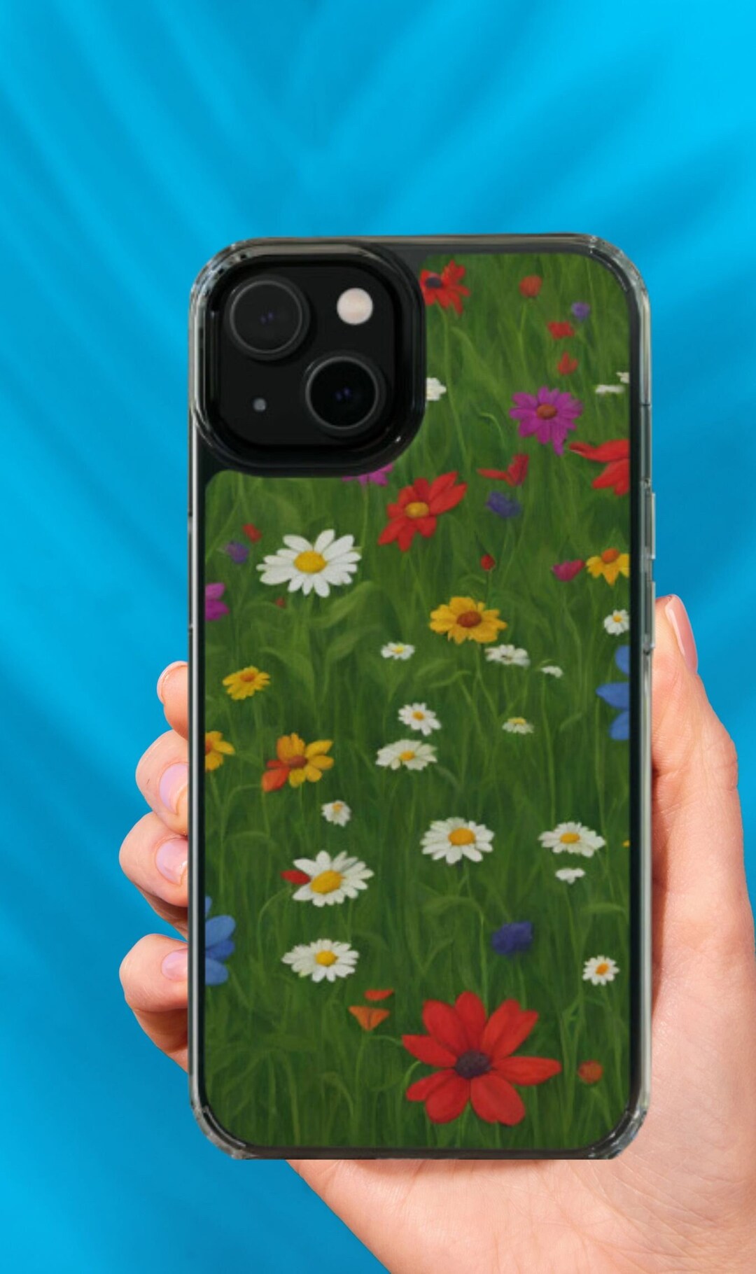 Spring Wild Flowers Daisy Style in Green Grass Phone Case for iPhone 13 ...