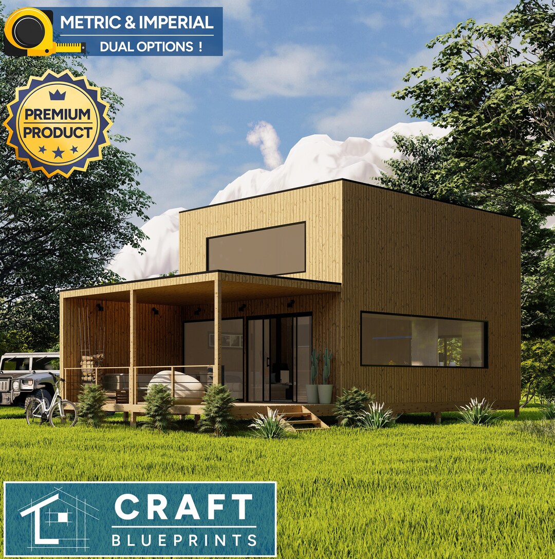 Modern Cabin House Plans, 19x27 Log Cabin Plan, Small House Blueprints ...