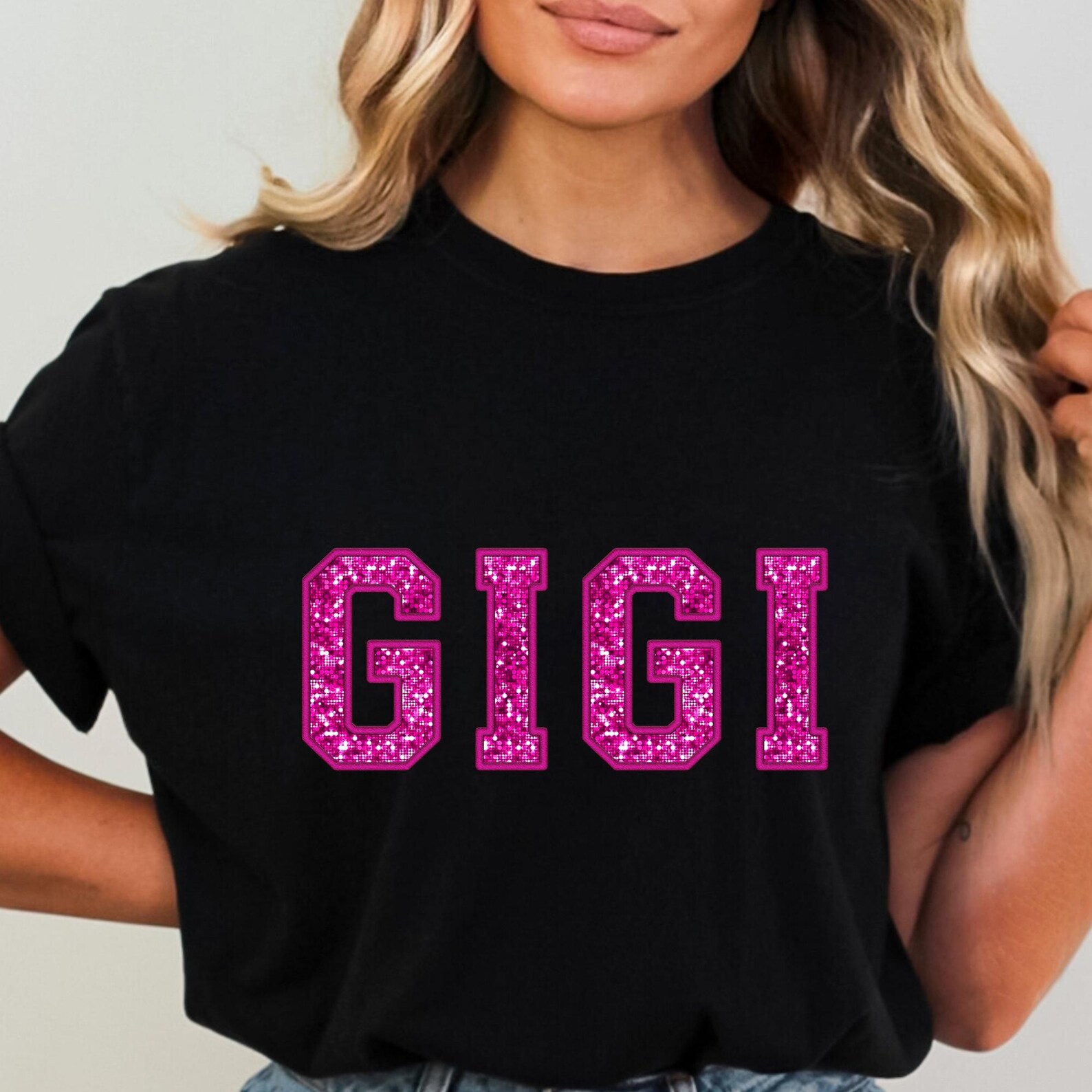 Gigi PNG Tshirt Design Faux Sequin Gigi Sublimation Design Digital ...
