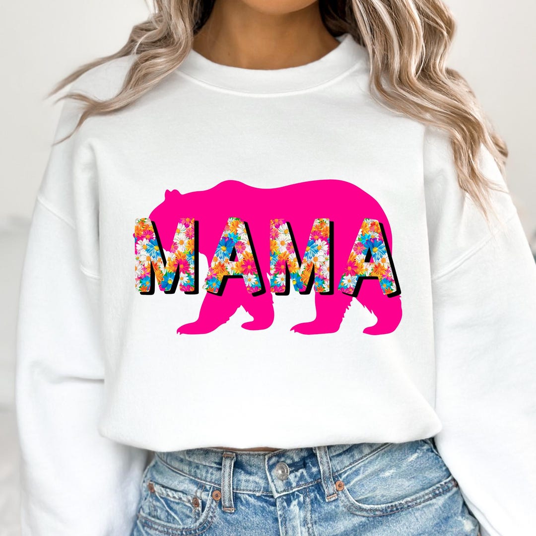 Mama Bear PNG Boho Summer Flower Mom Sublimation Design Digital ...