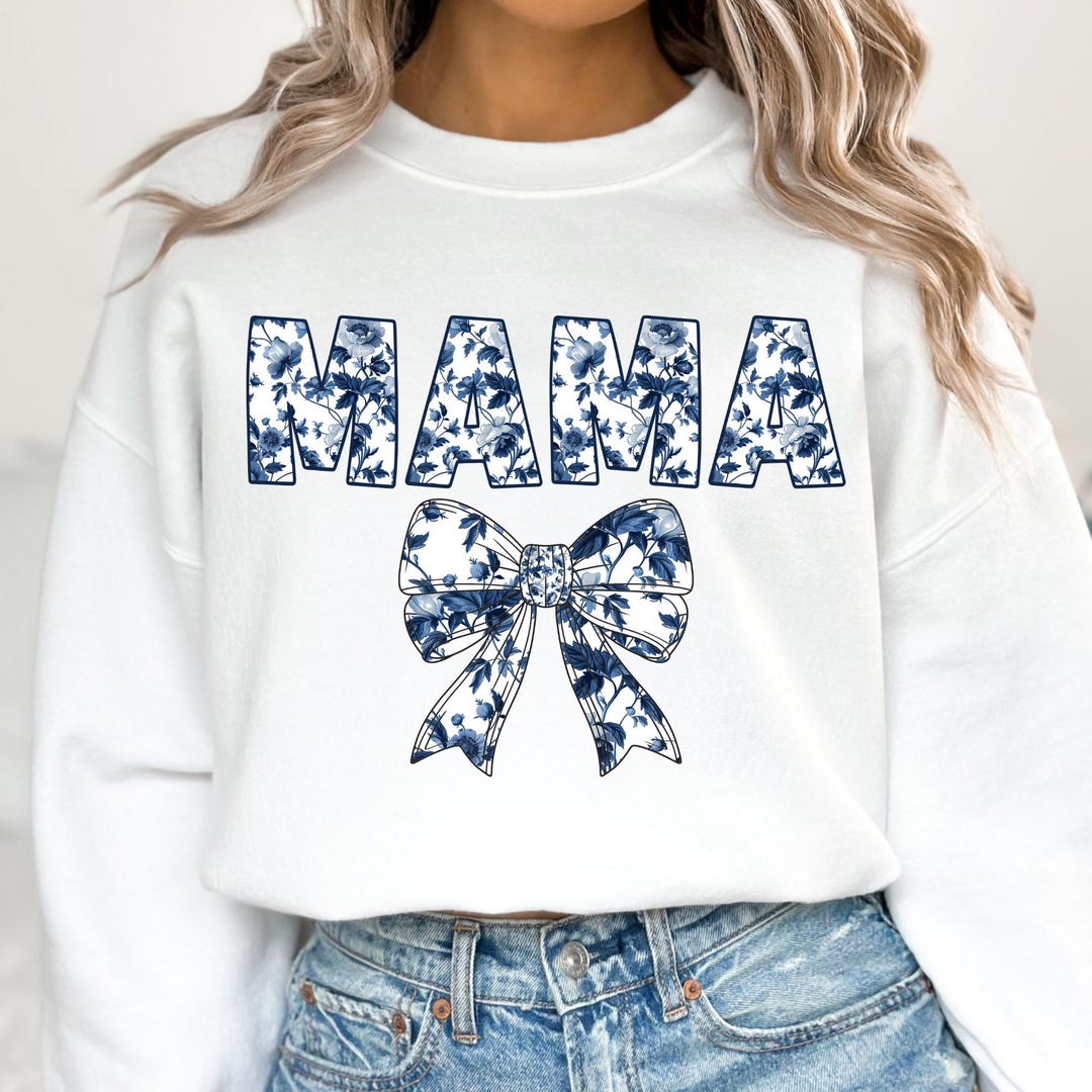 Mama Blue Flower PNG Mom Blue Willow Sublimation Design Digital ...