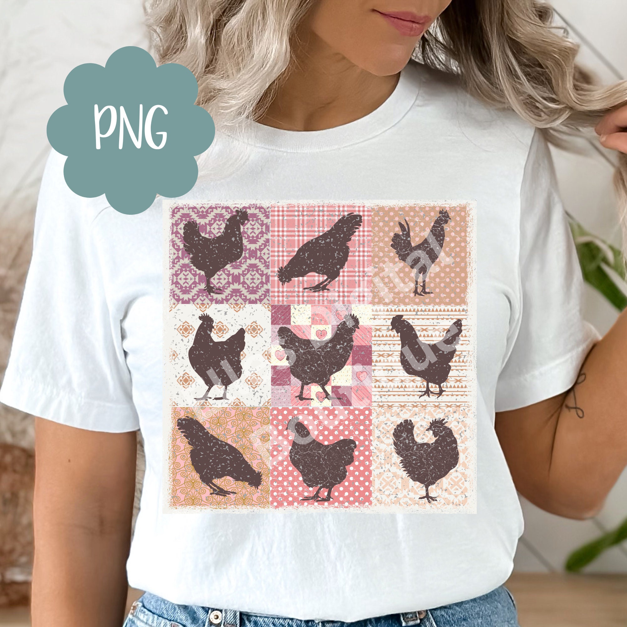 Retro Chicken PNG Sublimation Design, Digital Download Only, Clipart ...