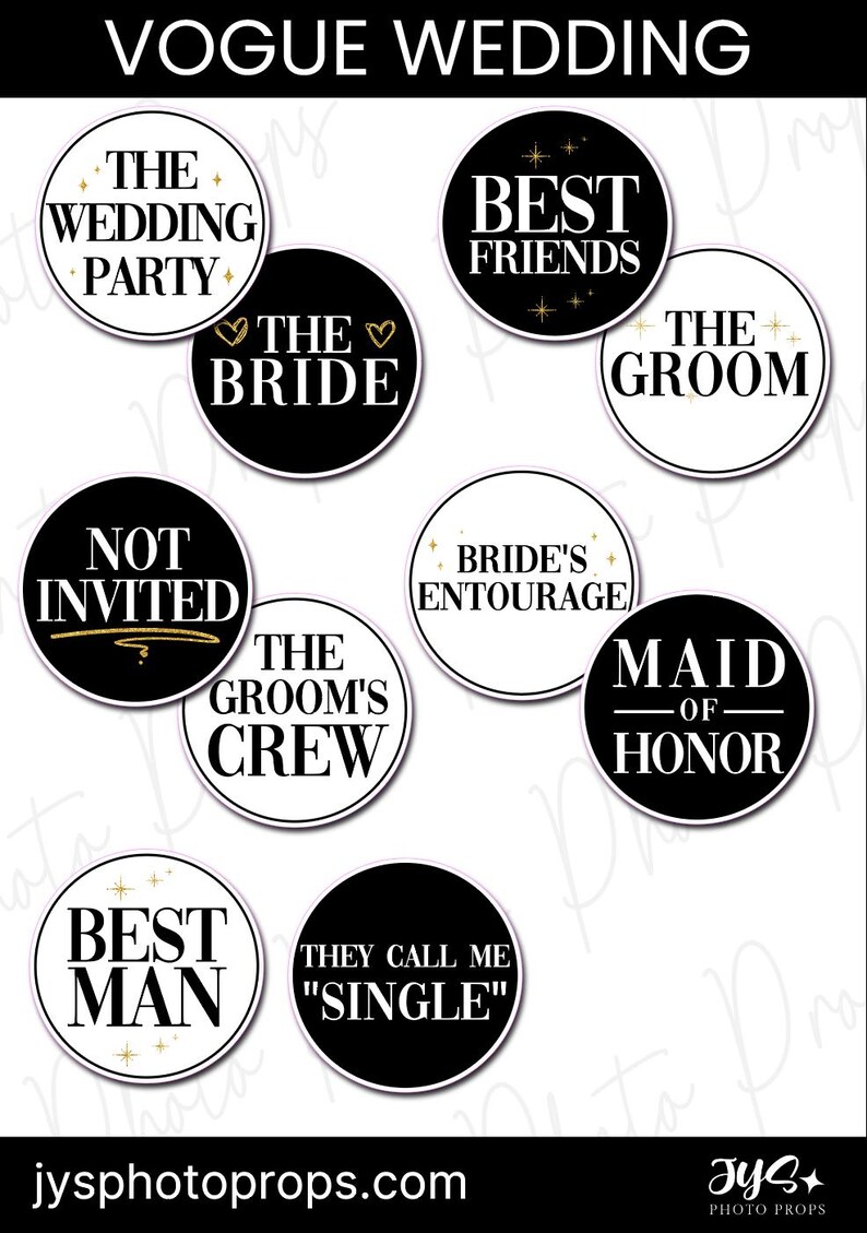 Vogue Wedding Glam Photo Booth Props, Custom Photo Booth Props, PVC ...