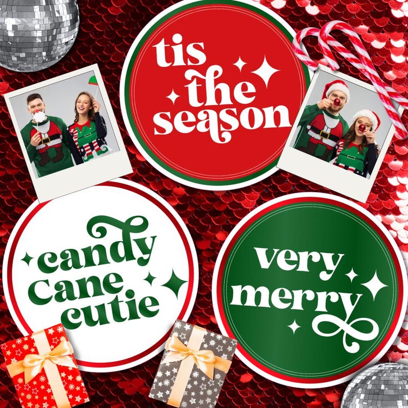 Christmas Retro Photo Booth Props, Custom Photo Booth Props, PVC Props ...