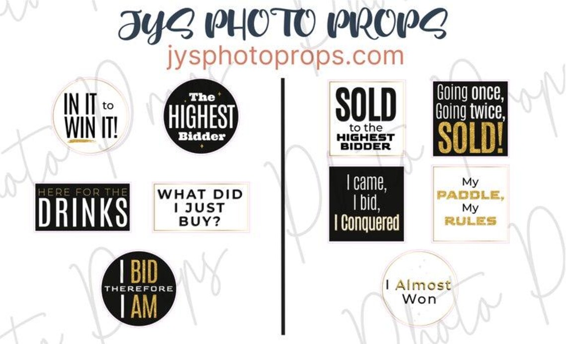Auction Photo Booth Props, Fundraiser Photo Booth Props, PVC Props ...